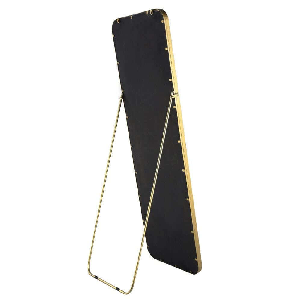 OBIOZZ Floor Mirror, Full Body Mirror Full Length Mirror Standing Gold Rounded Frame with Floor Stand Wrought Iron Full- Body Length Mirror Dressing Mirror for Bedroom Living Room