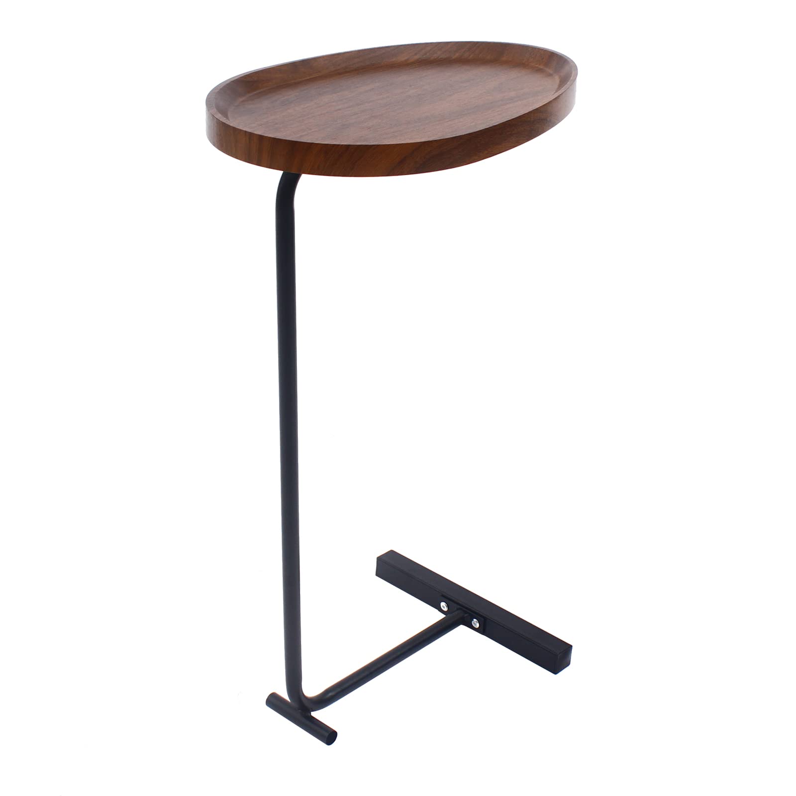 AngelcityCC Small End Table, C Shaped Side Table for Snack Coffee Dinner, End Table for Sofa Bedroom Living Room Walnut 17.7 Inch