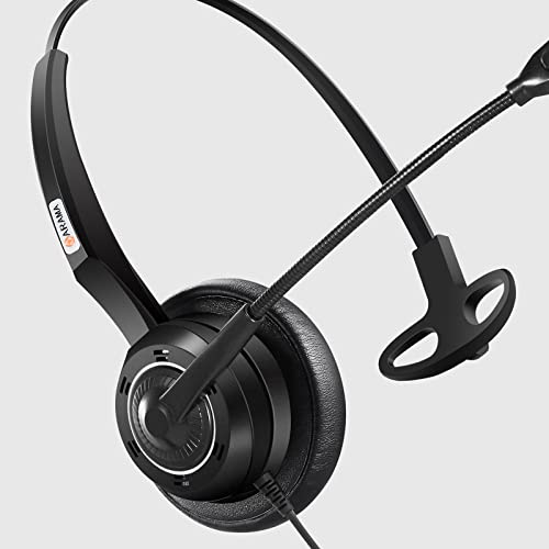 Arama Phone Headset with Microphone Noise Canceling & Mute Switch RJ9 Telephone Headsets Compatible with Polycom Mitel Fanvil HUWEI Shoretel NEC Siemens Aastra Plantronics Landline Phones