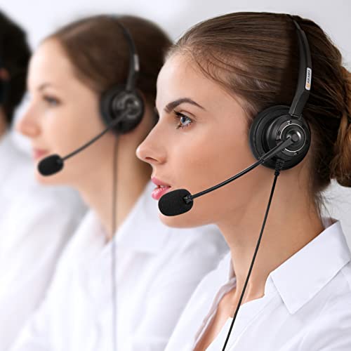 Arama Phone Headset with Microphone Noise Canceling & Mute Switch RJ9 Telephone Headsets Compatible with Polycom Mitel Fanvil HUWEI Shoretel NEC Siemens Aastra Plantronics Landline Phones