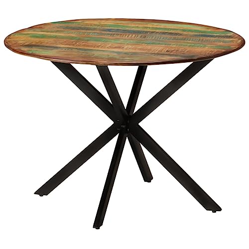 YPWRENH Bar Table Kitchen End Tables Dining Table Ø43.3"x30.7" Solid Wood Reclaimed and Steel for Dining Room, Kitchen or Living Room