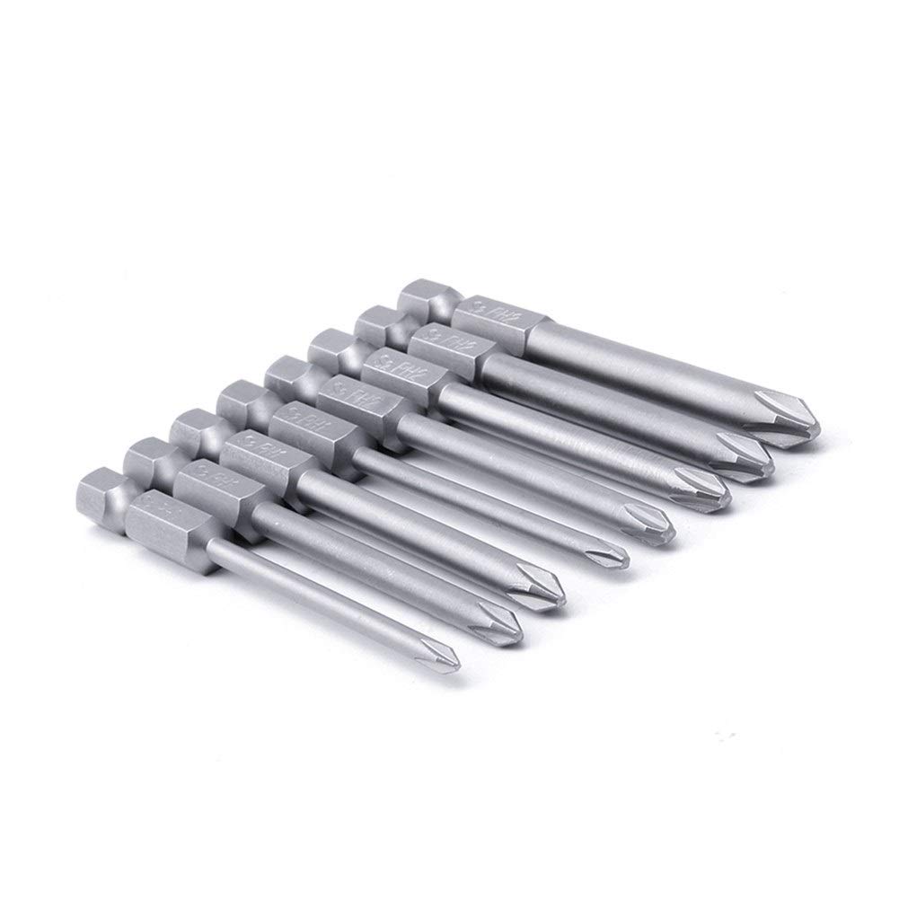 FURLOU Home Improvement Repair Screwdriver Tool 8pcs 75mm Long Magnetic Head Cross Hex Alloy Steel Screwdriver Bits Set Screwdriver