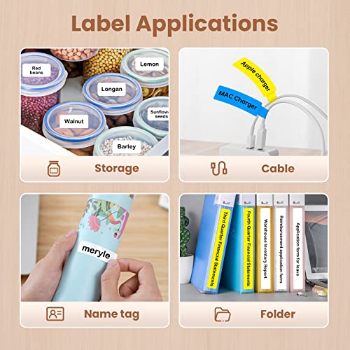 Binardat Industrial Label Printer, 0.6 inch Color Thermal Transfer Label Maker with Tape and Paper, Bluetooth Rechargeable for NIIMBOT App, High Reliability Labels Print with Robbin (B18)