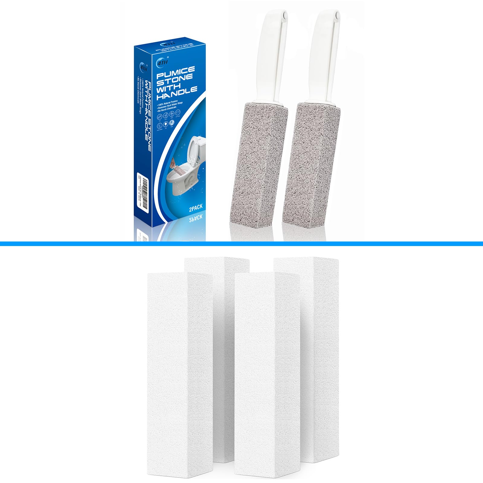 4TH Pumice Stone for Toilet Bowl Cleaning,Powerfully Remove Stubborn Stains: Limescale,Hard Water Ring,Calcium Buildup,Iron,Rust