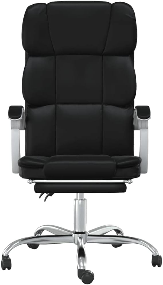Reclining Office Chair,with Rolling Wheels with Adjustable seat Height Suitable for Office, Home, Study Space, Conference Room or Play Facility Black Faux Leather