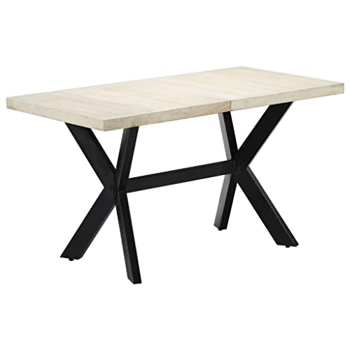 YPWRENH Cocktail Table Snack Table Dining Table 55.1"x27.6"x29.5" Solid Bleached Mango Wood for Dining Room, Kitchen or Living Room