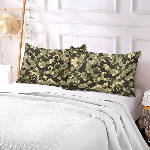 Camo Pillow Cases King Size Breathable Skin-Friendly Velvet Pillow Covers Soft Cozy Pillowcase for Bed Bedroom Sofa Couch Home Decor