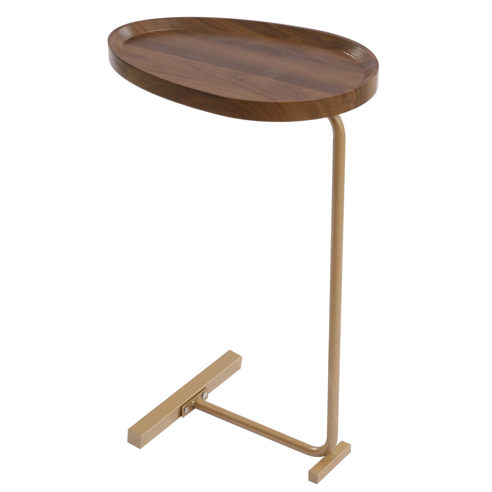 Small Side Table, C Shaped End Table, Wooden Coffee Table, Eating Couch Tables, Modern C Shaped Side End Table for for Living Room, Bedroom, Small Space