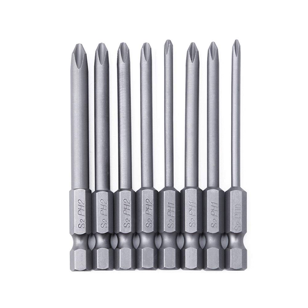 FURLOU Home Improvement Repair Screwdriver Tool 8pcs 75mm Long Magnetic Head Cross Hex Alloy Steel Screwdriver Bits Set Screwdriver