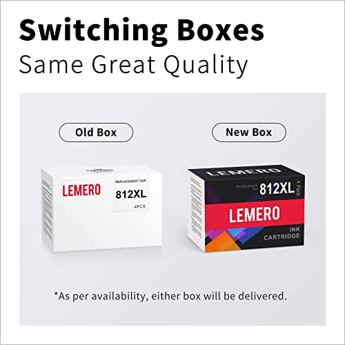 LEMERO 812XL Remanufactured Ink Cartridge Replacement for Epson 812XL Ink Cartridges Combo Pack 812 T812 for Workforce Pro WF-7310, WF-7820, WF-7840, EC-C7000 Printer (BK/C/M/Y, 4-Pack)