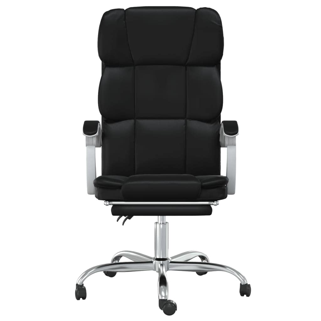 Reclining Office Chair,with Rolling Wheels with Adjustable seat Height Suitable for Office, Home, Study Space, Conference Room or Play Facility Black Faux Leather