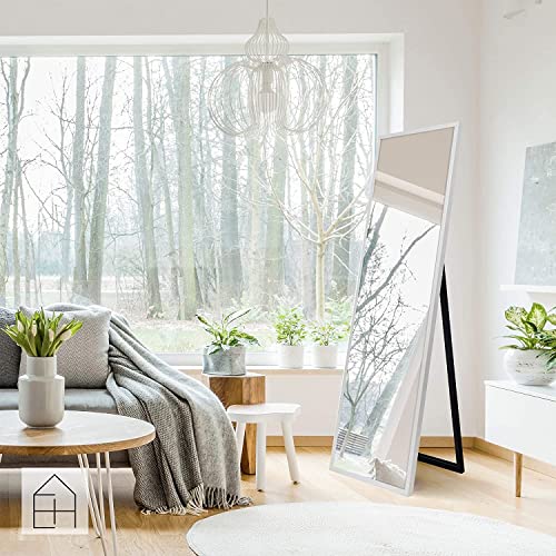 OBIOZZ Bedroom Floor Standing Mirror Framed Floor Free Standing Easel Full Length Mirror 16″ X 57″ W, Quality Material Full-Length Mirror