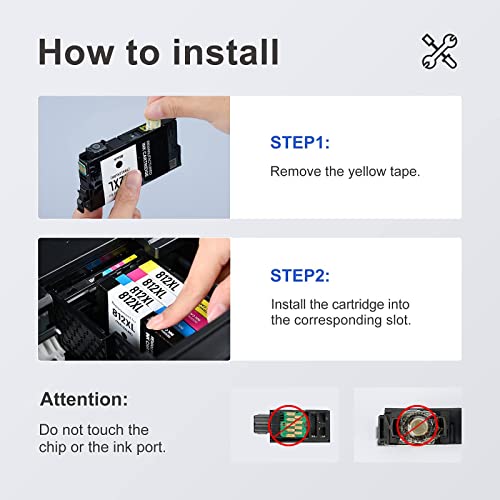 LEMERO 812XL Remanufactured Ink Cartridge Replacement for Epson 812XL Ink Cartridges Combo Pack 812 T812 for Workforce Pro WF-7310, WF-7820, WF-7840, EC-C7000 Printer (BK/C/M/Y, 4-Pack)