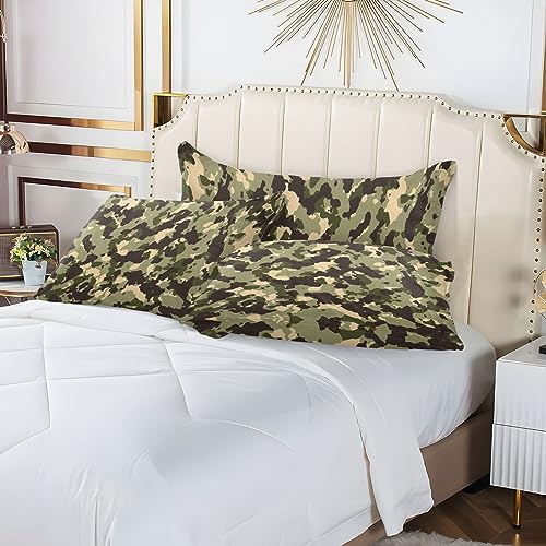 Camo Pillow Cases King Size Breathable Skin-Friendly Velvet Pillow Covers Soft Cozy Pillowcase for Bed Bedroom Sofa Couch Home Decor