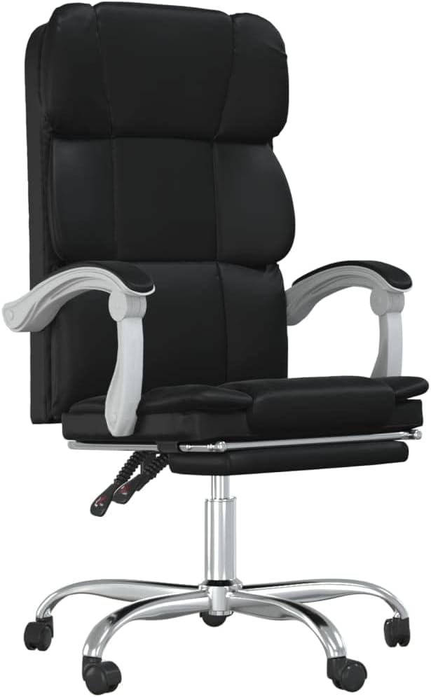 Reclining Office Chair,with Rolling Wheels with Adjustable seat Height Suitable for Office, Home, Study Space, Conference Room or Play Facility Black Faux Leather