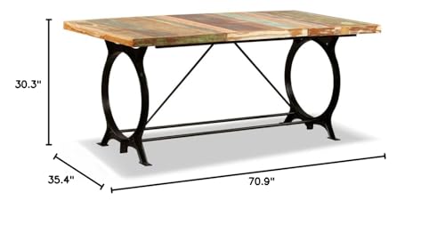 AJSEOYBS Dining Table Mid-Century Vintage Kitchen Table for Person for Dining Room Balcony Cafe Bar,Dining Table Solid Reclaimed Wood 70.9"
