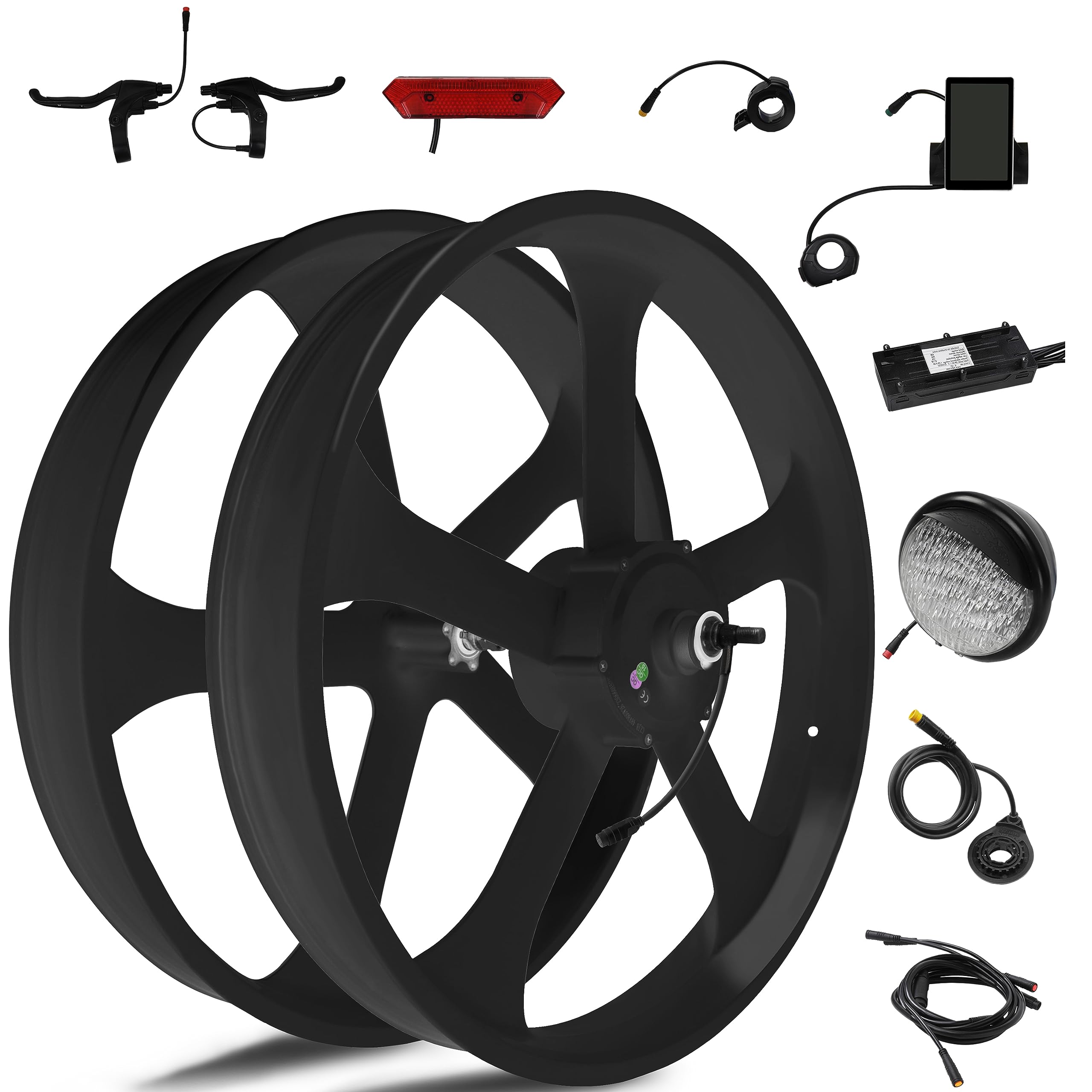 MICARGI 26" x 3.0 Integrated Molding Wheel Electric Bike Conversion Set,48V 801W E-Bike Powerful Hub Motor Kit with Intelligent Controller, Thumb Control (Black)