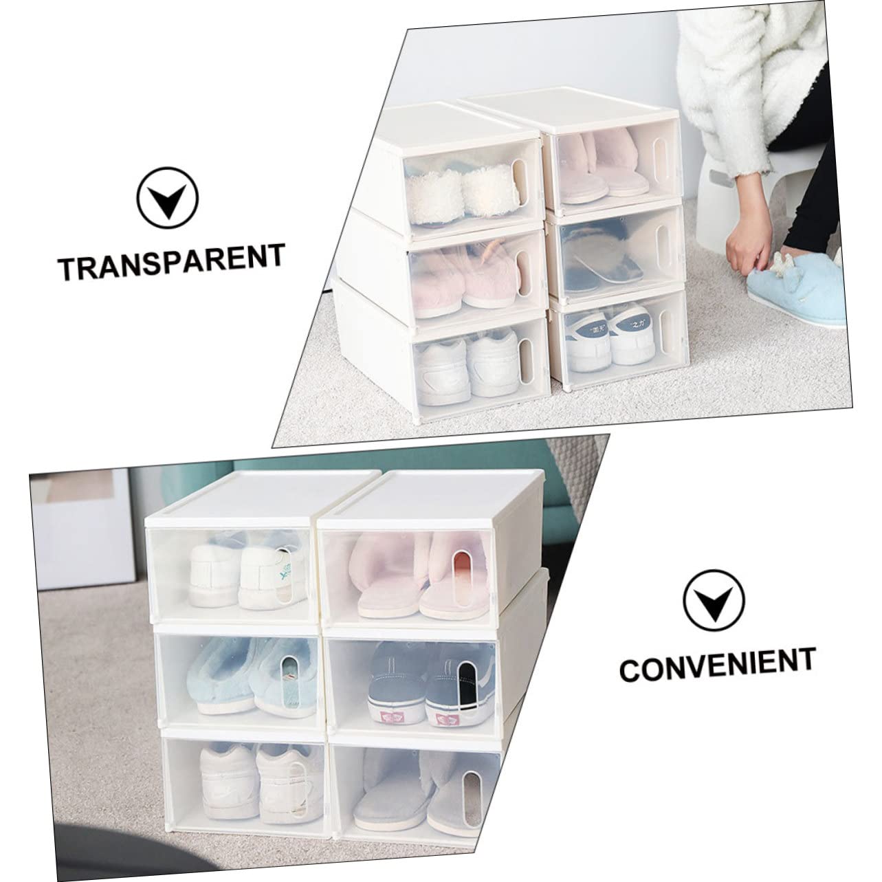 CHILDWEET Shoes Organiser Window Design 2 Pack Shoe Showcase Box Large Storage Case for Shoes Socks Underwear