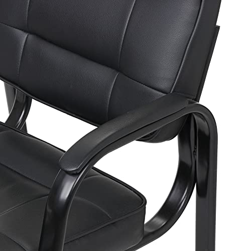 Indoor and Outdoor Use Chair Leather Guest Chair Black Waiting Room Office Desk Side Chairs Reception