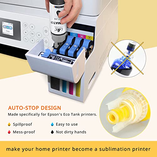 Sublimation Ink for Epson Ecotank 2840 ET-2400 ET-2800 ET-2803 ET-2720 ET-2760 ET-2750 ET2850 ET-15000 EcoTank Printer