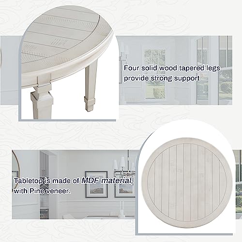 HAUSHECK Round 4 Wooden Table w/Solid Wood Tapered Legs, Upholstered High Backrest Chair, Soft Padded Cushion, Modern Home Furniture, 5-Pieces Kitchen & Dining Room Sets, White