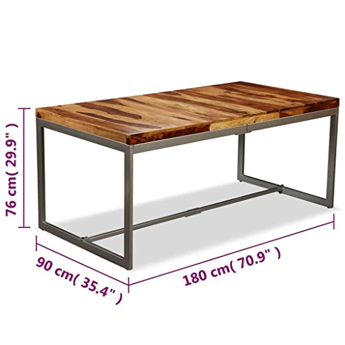 YPWRENH Decorative Tables Kitchen Tables Dining Table Solid Sheesham Wood and Steel 70.9" for Dining Room, Kitchen or Living Room