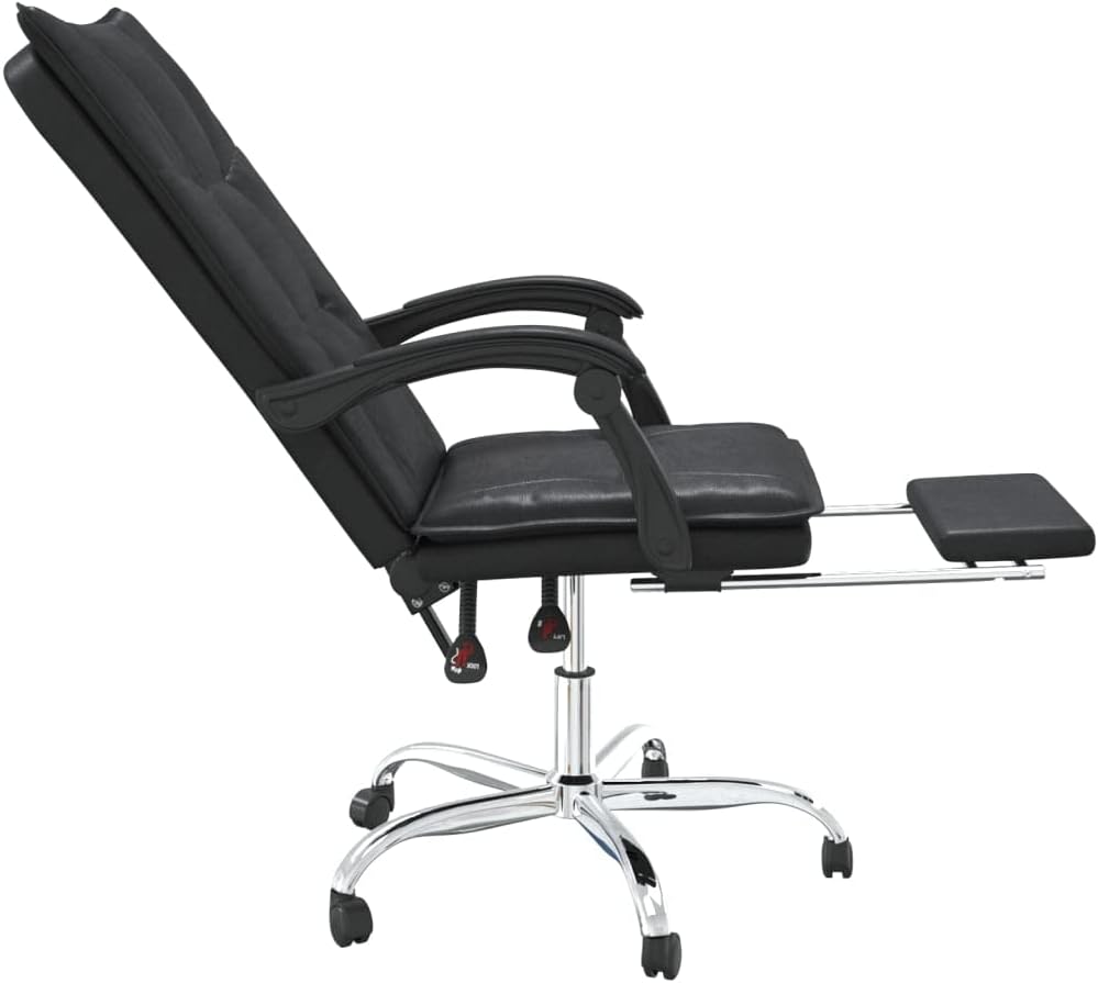 Reclining Office Chair,with Rolling Wheels with Adjustable seat Height Suitable for Office, Home, Study Space, Conference Room or Play Facility Black Faux Leather