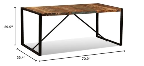 WHOPBXGAD Dining Table,Wooden bar Table, Industrial Restaurant bar Table Suitable for Living Room, Dining Room, Bistro Table,Solid Reclaimed Wood 70.9"