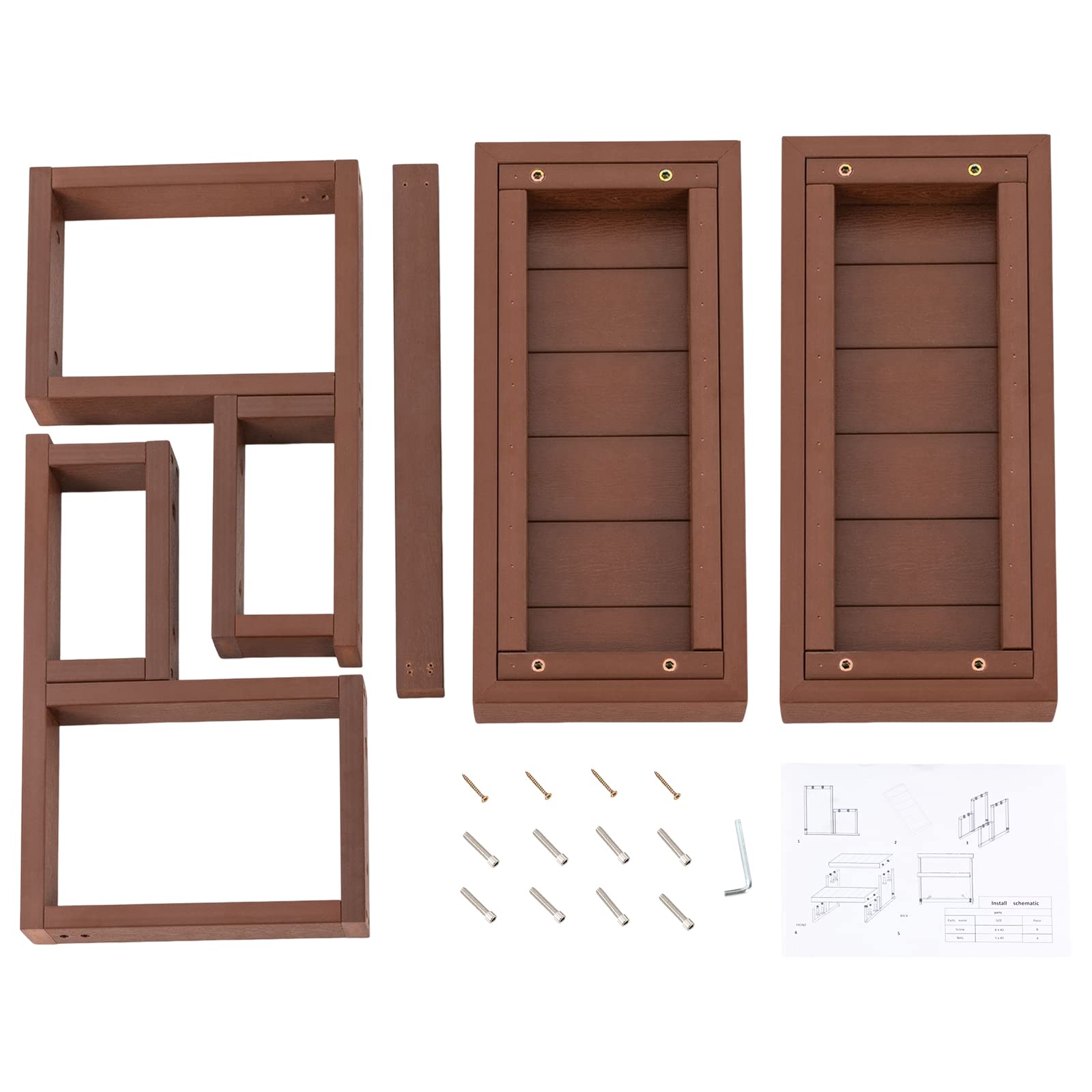 LIYUANJUN Hot Tub Steps, Spa Ladder with Allen Key for Any Hot Tub Shape and Size(3.28FT High) Outdoor Universal Pool Support Steps Large Non Slip Treads 23.62 * 21.46 * 15.75Inch (Brown)