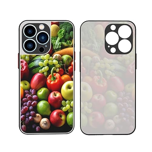 EMPYRI Fresh Fruits and Vegetables Printed Frosted Phone Case for iPhone 13 Pro Max-6.7 Inch, Shockproof Phone Cover with Wireless Fast Charging, Acrylic Back, Not Yellowing