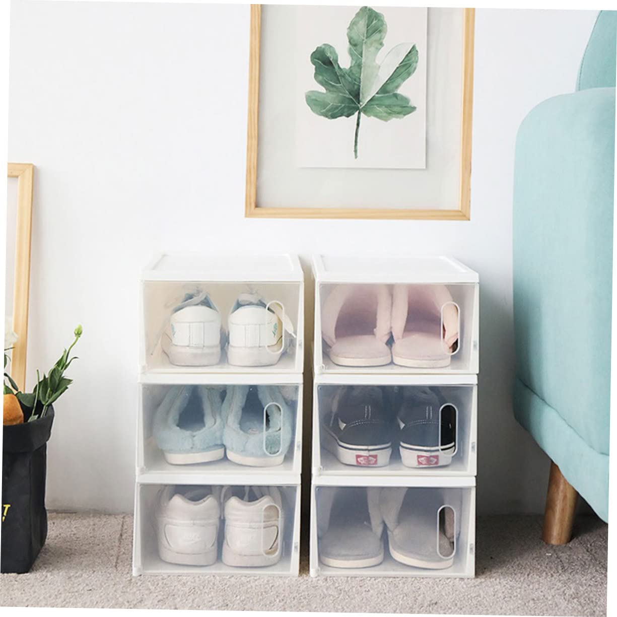 CHILDWEET Shoes Organiser Window Design 2 Pack Shoe Showcase Box Large Storage Case for Shoes Socks Underwear