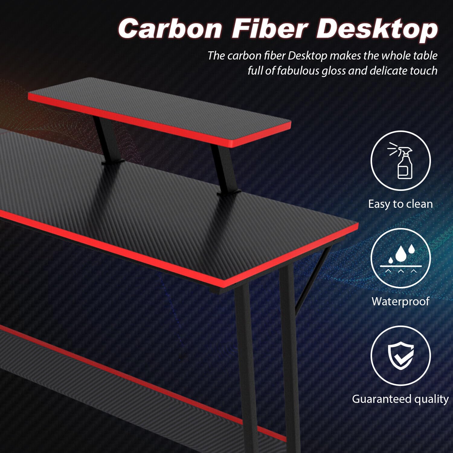 L Shaped Desk 50.6 Inch Gaming Desk Corner Gaming Desk Computer Desk with Large Desktop Work Place Black (Black)
