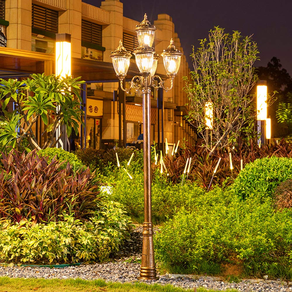 Retro Aluminum Pole Light 5 LED Post Light Outdoor Die-cast Light High Pole Courtyard Lamp European Garden Villa Community Street Lamp Lighting Waterproof Landscape Lamp