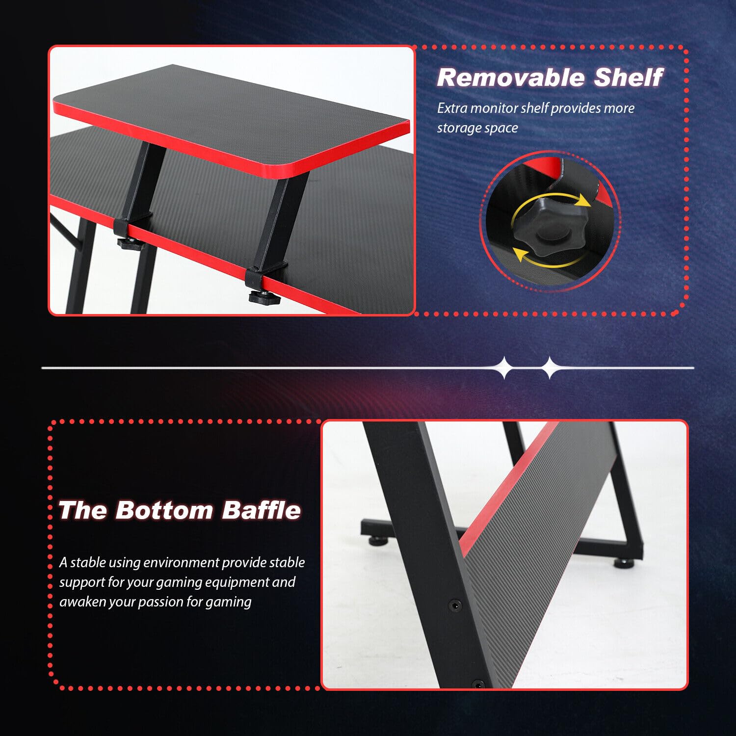 L Shaped Desk 50.6 Inch Gaming Desk Corner Gaming Desk Computer Desk with Large Desktop Work Place Black (Black)