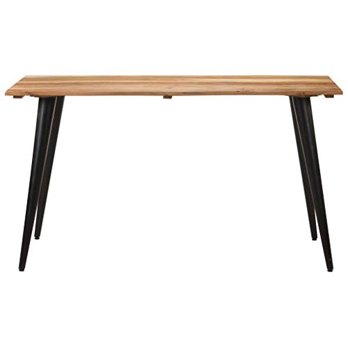 ULUYYUC Dining Table with Live Edges 55.1"x23.6"x29.5" Solid Acacia Wood,Multifunctional Party Table Kitchen Tables Living Room Furniture Outdoor Table for Living Room, Kitchen, Backyard, Wedding