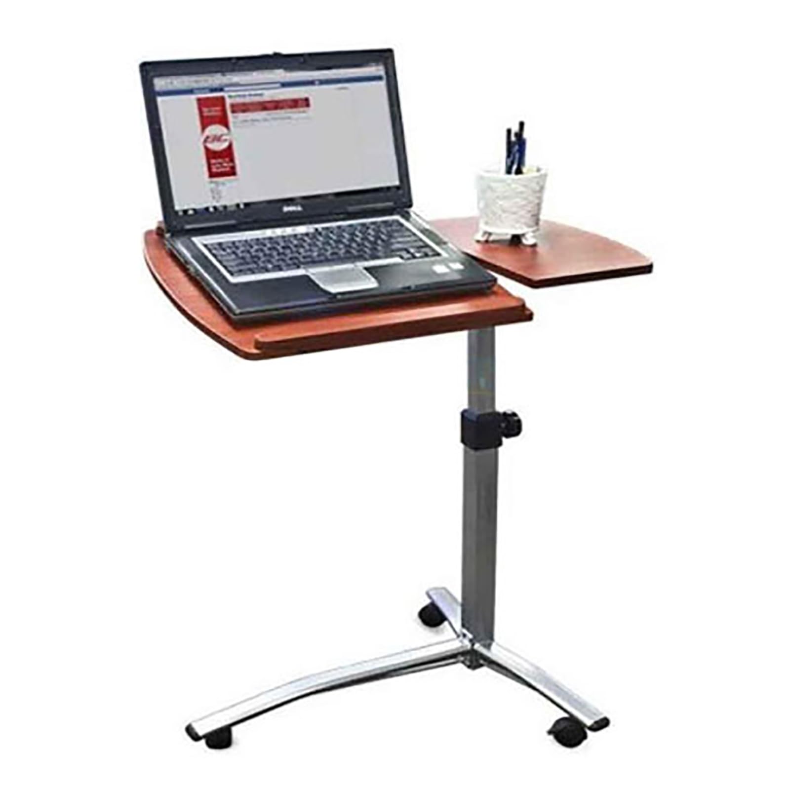 Lifting Computer Desk Mobile Standing Desk,Laptop Sit or Stand Desk on Wheels,Portable Workstation Coffee Breakfast Table Gaming Desk Adjustable Height PC Work Desk for Home Office Small Space,Brown