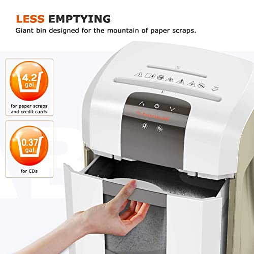 Bonsaii Evershred Pro 6-8 Sheets Super Micro-Cut Paper Shredder, 60 Mins Non-Stop Running, P-5 High Security, Ultra-Quiet Home Office Shredder for Documents/Mails/CDs/Cards, 4.2 Gallons Pullout Bin