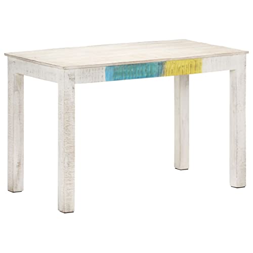 AJSEOYBS Dining Table,Dining Room Table,Spacious Desktop, Kitchen Table, Ideal for Living Room, Dining Room and Restaurant,Dining Table White 47.2"x23.6"x29.9" Solid Mango Wood