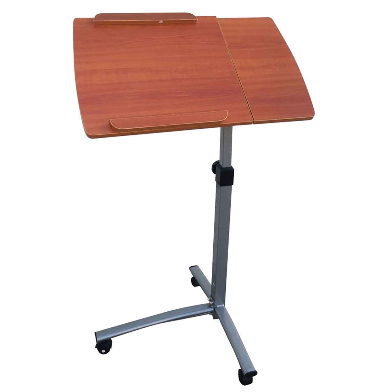 Lifting Computer Desk Mobile Standing Desk,Laptop Sit or Stand Desk on Wheels,Portable Workstation Coffee Breakfast Table Gaming Desk Adjustable Height PC Work Desk for Home Office Small Space,Brown