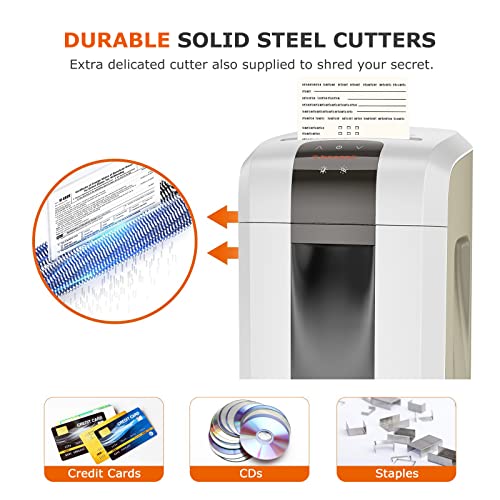 Bonsaii Evershred Pro 6-8 Sheets Super Micro-Cut Paper Shredder, 60 Mins Non-Stop Running, P-5 High Security, Ultra-Quiet Home Office Shredder for Documents/Mails/CDs/Cards, 4.2 Gallons Pullout Bin