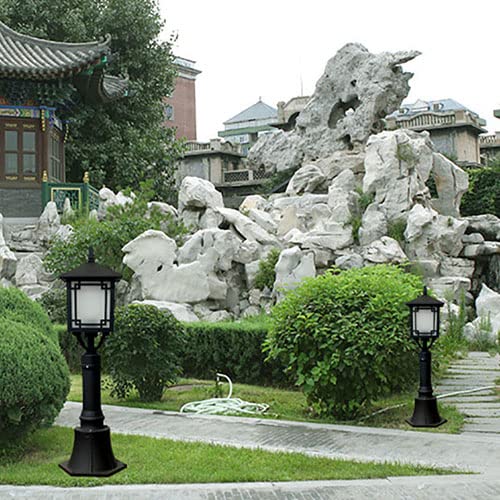 Outdoor Post Light Waterproof IP55 Pillar Lamp Black Column Lamp Chinese Street Light Aluminum Alloy Stigma Light Villa Garden Pathway Light, 22.5cm×73cm