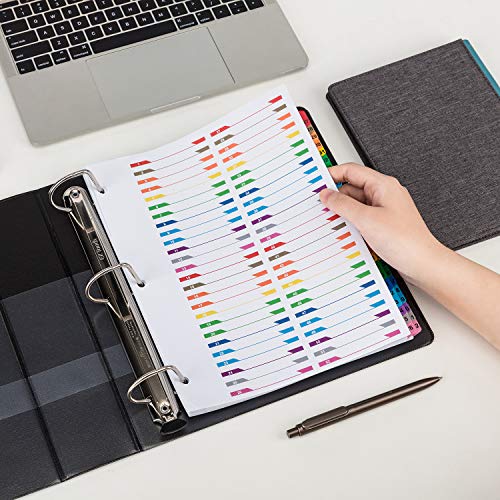 Amazon Basics 52-Tab Paper Binder Divider,Numbered, Multi-Color, 1 Set