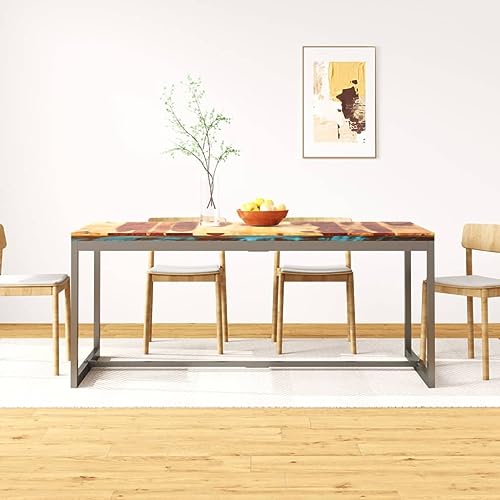 YPWRENH Decorative Tables Kitchen Tables Dining Table Solid Sheesham Wood and Steel 70.9" for Dining Room, Kitchen or Living Room