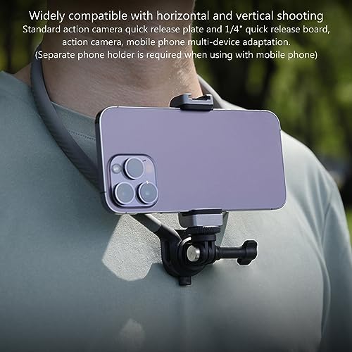 Sports Camera Neck Selfies Holder Wearable Bendable Neck Bracket Multiple Angle Adjustable for Skiing Surfing Biking Ushape Neck Holder Mount Phone Lazy Neck Stand Universal