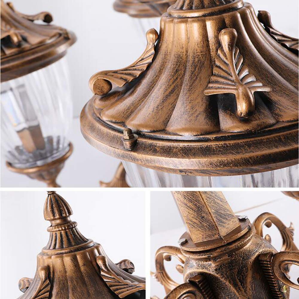 Retro Aluminum Pole Light 5 LED Post Light Outdoor Die-cast Light High Pole Courtyard Lamp European Garden Villa Community Street Lamp Lighting Waterproof Landscape Lamp