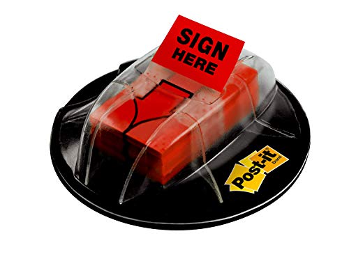 Post-it Message Flags, "Sign Here", 200/Desk Grip Dispenser, 1 Dispenser/Pack, 1 in Wide, Red (680-HVSHR)