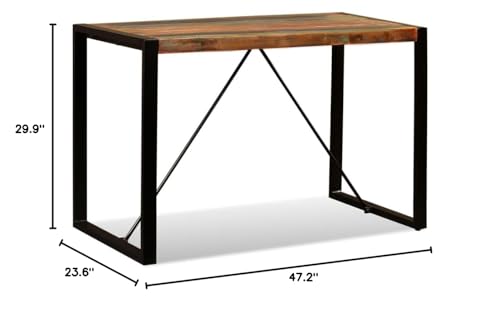 ULUYYUC Dining Table Solid Reclaimed Wood 47.2",Office Desks Patio Table Party Table Kitchen Tables Kitchen Furniture Outdoor Table for Living Room bar Bistro Kitchen Island