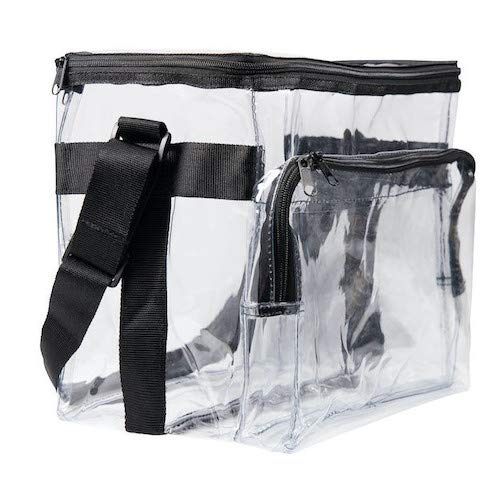 Large Clear Lunch Bags For Work See Through Plastic Lunch Box with Adjustable Strap and Front Storage Compartment Transparent Lunch Bags For Men and Women