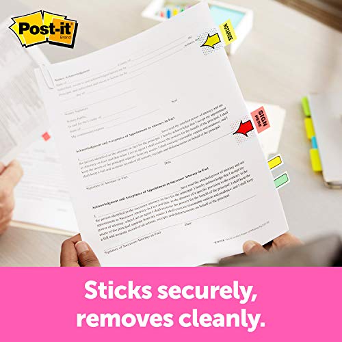 Post-it Message Flags, "Sign Here", 200/Desk Grip Dispenser, 1 Dispenser/Pack, 1 in Wide, Red (680-HVSHR)