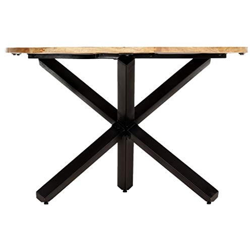 ULUYYUC Dining Table Round 47.2"x29.9" Solid Mango Wood,Multifunctional Party Table Kitchen Tables Living Room Furniture Outdoor Table for Living Room, Kitchen, Backyard, Wedding